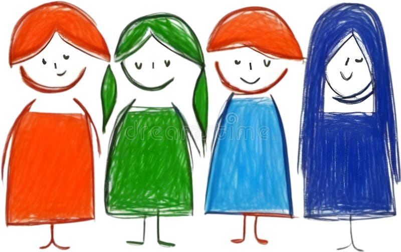 A Kid Drawing of the Sibling. AI-Generated. Stock Photo - Illustration ...