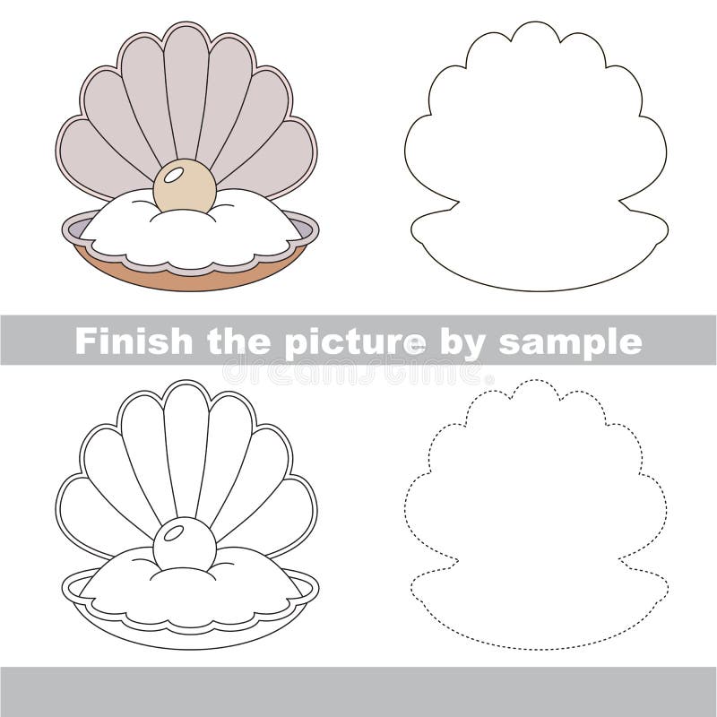 Complete the Seashell Picture. Vector Under the Sea Symmetrical Drawing ...