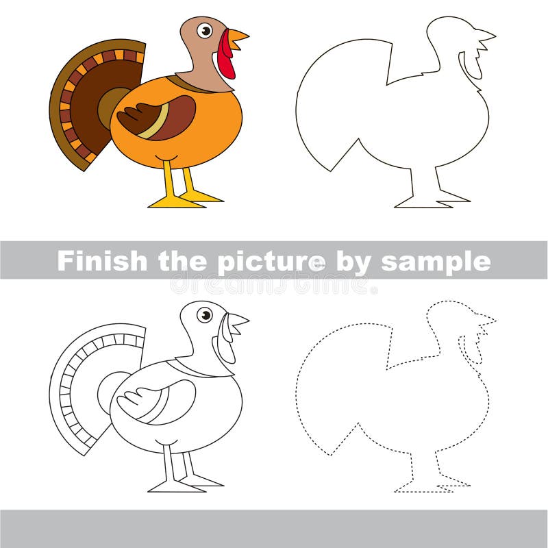 Kid Drawing Worksheet To Complete Picture by Sample. Stock Vector ...