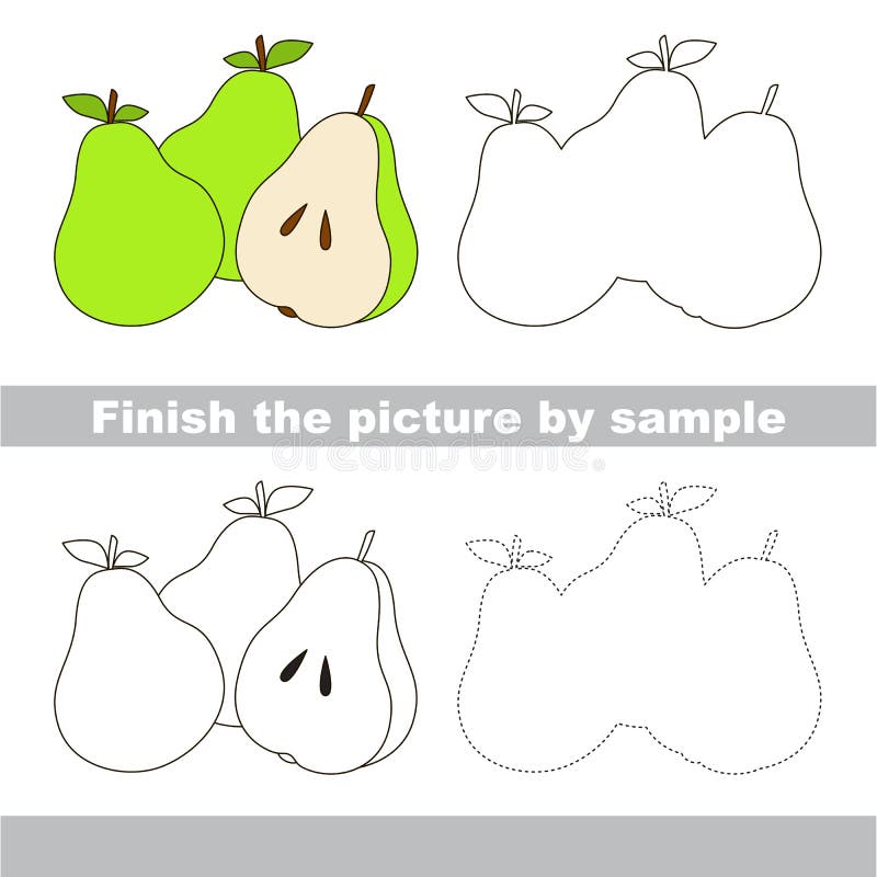 Pear. Drawing worksheet. stock vector. Illustration of sheet - 69817558