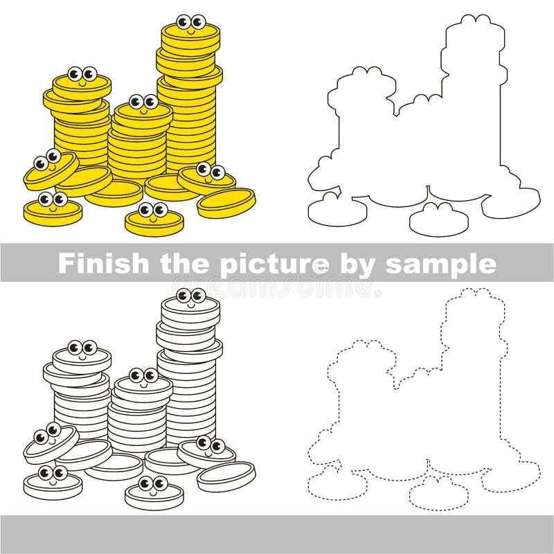 Kid Drawing Worksheet To Complete Picture by Sample. Stock Vector ...