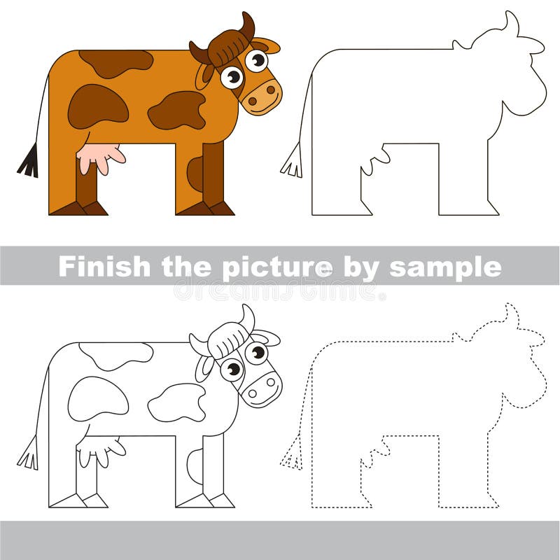 Kid Drawing Worksheet To Complete Picture by Sample. Stock Vector ...