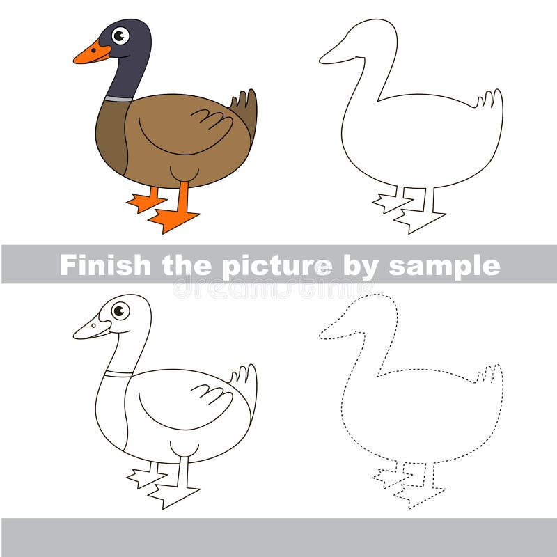 Kid Drawing Worksheet To Complete Picture by Sample. Stock Vector ...