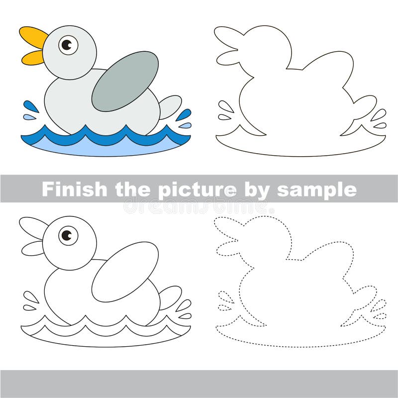 Kid Drawing Worksheet To Complete Picture by Sample. Stock Vector ...