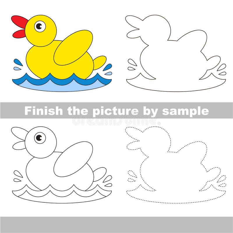 Kid Drawing Worksheet To Complete Picture by Sample. Stock Vector ...