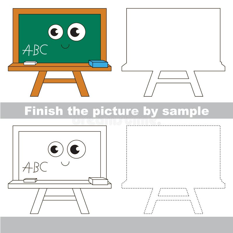Kid Drawing Worksheet To Complete Picture by Sample. Stock Vector ...