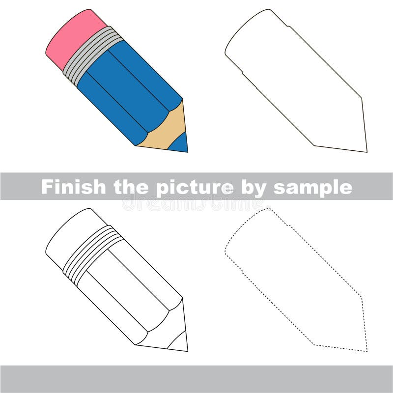 Kid Drawing Worksheet To Complete Picture by Sample. Stock Vector ...