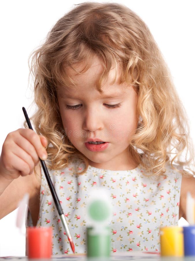 Kid draws paint stock image. Image of paintings, people - 32027345