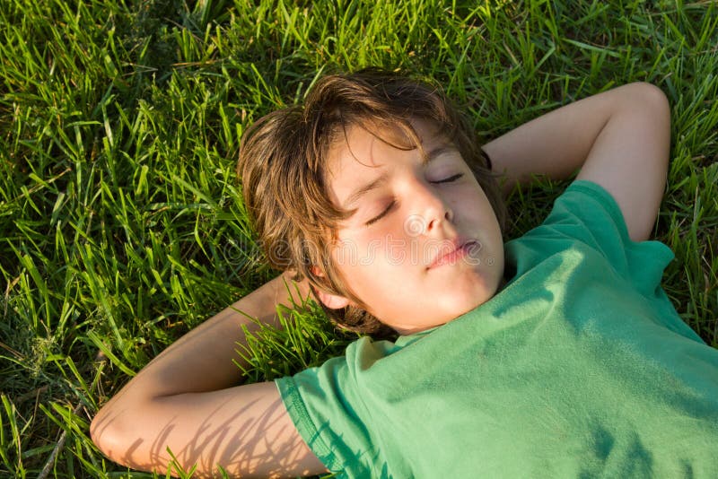 Kid dreaming on grass stock image. Image of human, greeen - 21305713