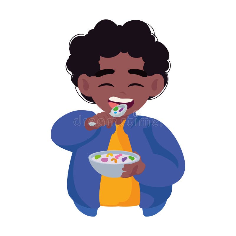 Kid Eating Cereal Stock Illustrations – 262 Kid Eating Cereal Stock ...