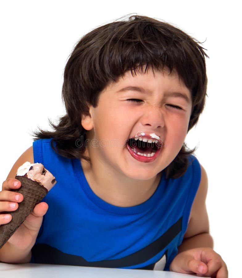 Kid eating ice cream stock photo. Image of beautiful - 44356776