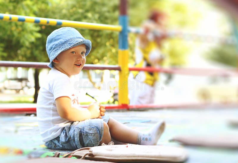 Kid Emotions Laughs Playing Playground Colored Sunny Stock Image ...