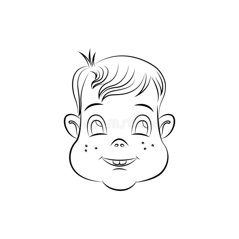 Kid Face with Smile Vector Cartoon Draw Stock Vector - Illustration of ...