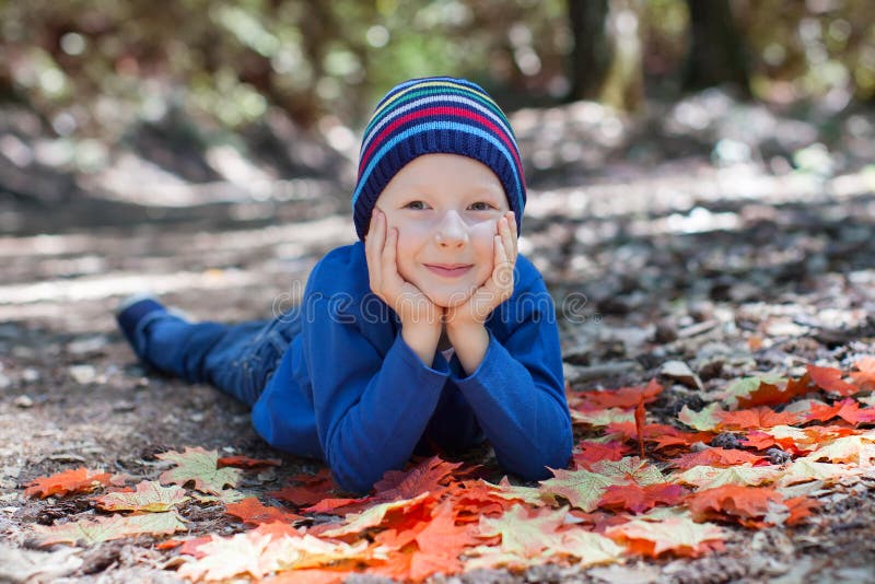 Kid at fall stock photo. Image of golden, caucasian, park - 44138878