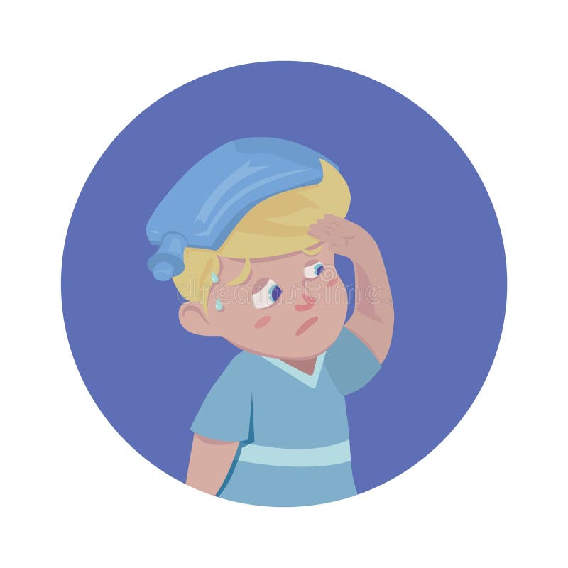 Boy Feeling Unwell Wearing Face Mask. Vector Illustration Decorative ...