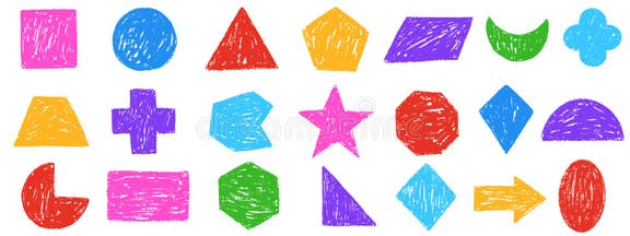 Charcoal Geometric Basic Shapes. Set of Colorful Geometric Figures ...