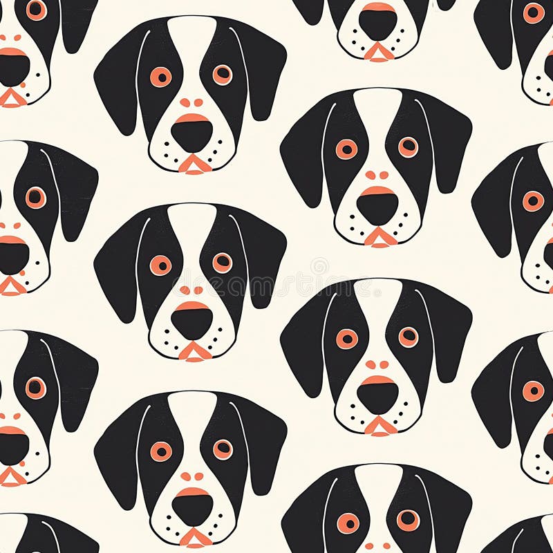 Kid-Friendly Smiling Dog Face Seamless Pattern Stock Illustration ...