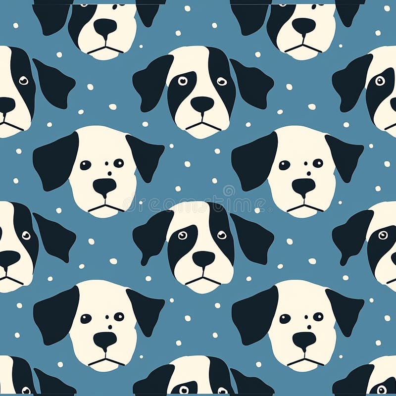 Kid-Friendly Smiling Dog Face Seamless Pattern Stock Illustration ...