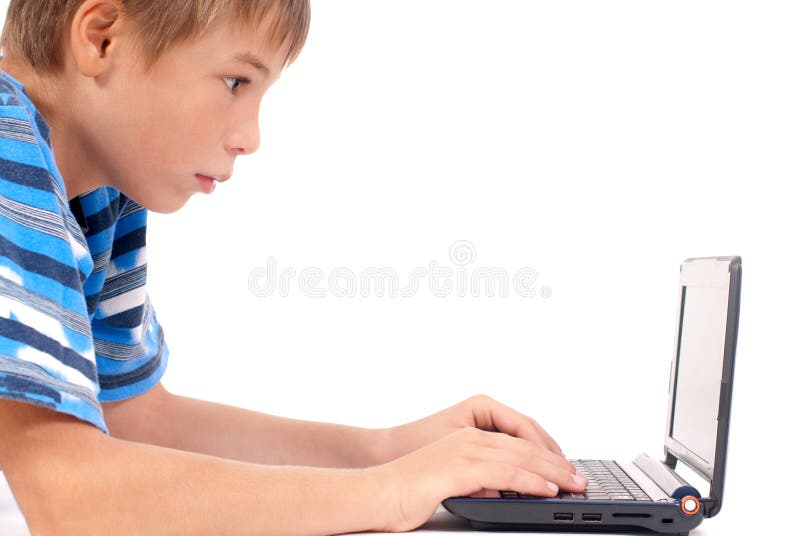 Boy Using Laptop stock photo. Image of learning, handsome - 1211376