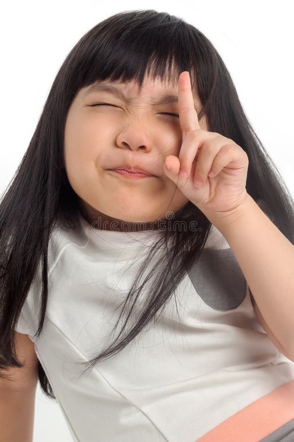 Kid with funny face stock photo. Image of girl, point - 44966432
