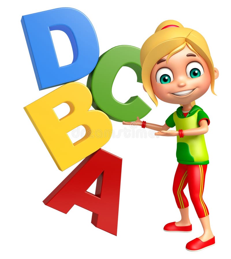 Kid girl with Abcd sign stock illustration. Illustration of read - 77575843