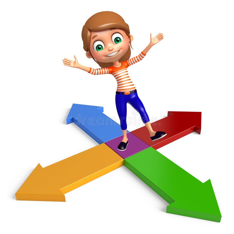 Kid girl with Arrow stock illustration. Illustration of playful - 77519026