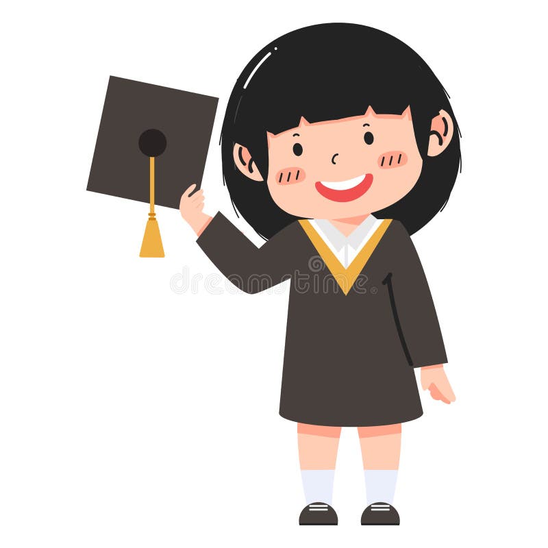 Kid Girl Cartoon Graduate Student Stock Vector - Illustration of ...