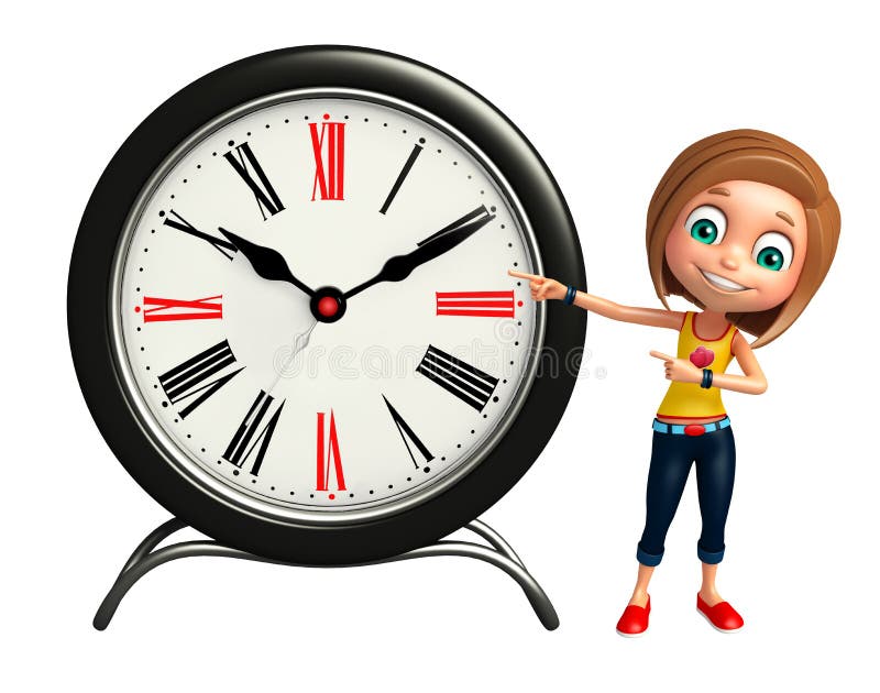 Pop art girl with clock stock vector. Illustration of beautiful - 111441940