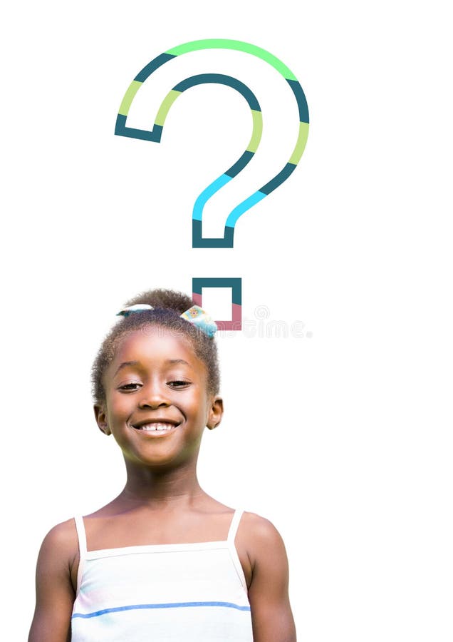 Kid Girl with Colorful Question Mark Stock Photo - Image of childhood ...