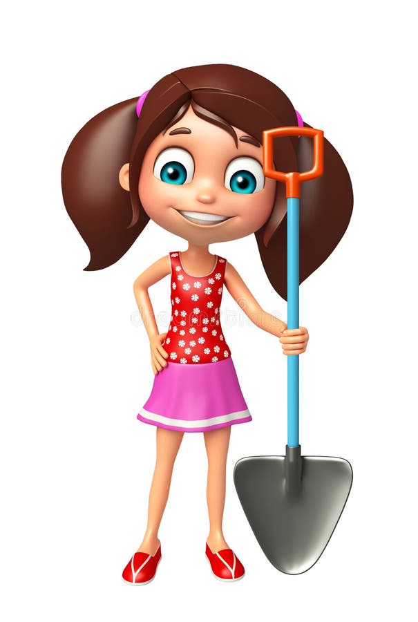 Kid Girl Digging Shovel Stock Illustrations – 63 Kid Girl Digging ...