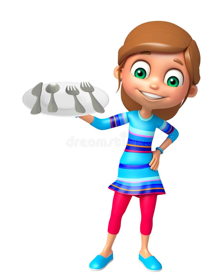 Kid Girl Dinner Plate Stock Illustrations – 672 Kid Girl Dinner Plate ...