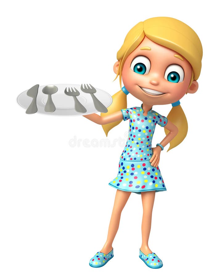 Kid Girl Dinner Plate Stock Illustrations – 672 Kid Girl Dinner Plate ...