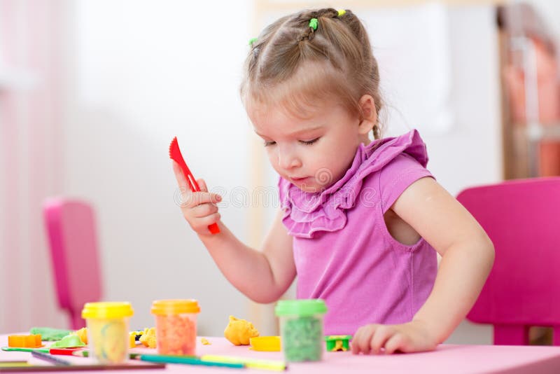 Kid Girl Drawing and Making by Hands Stock Image - Image of cute, idea ...