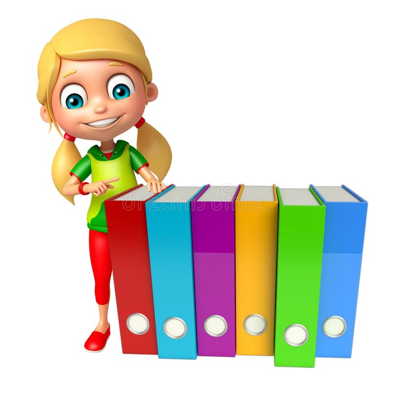 Kid girl with Files stock illustration. Illustration of cute - 77539929