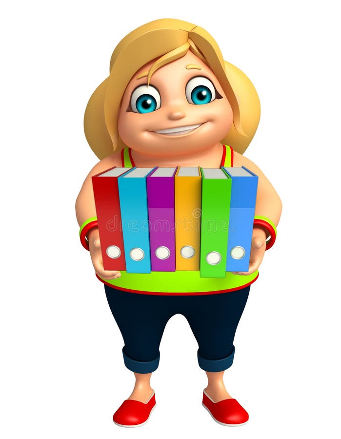 Kid girl with Files stock illustration. Illustration of happy - 77518687