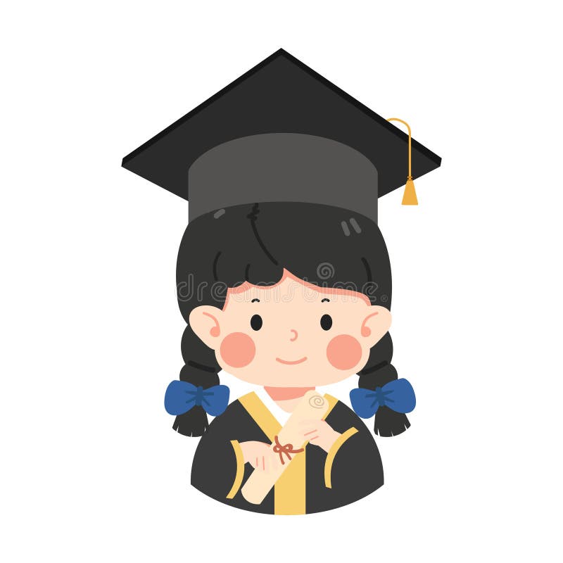 Kid Girl Graduated Student Cartoon Stock Vector - Illustration of ...