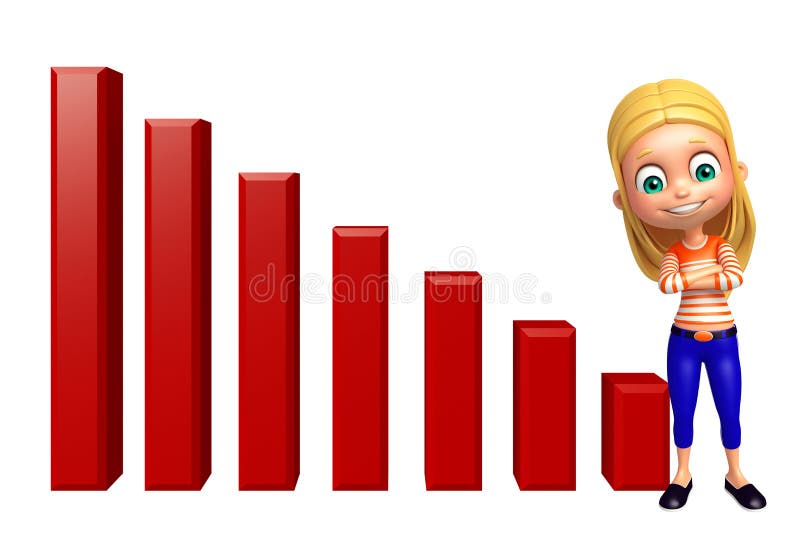 Kid girl with Graph stock illustration. Illustration of clipart - 77476641