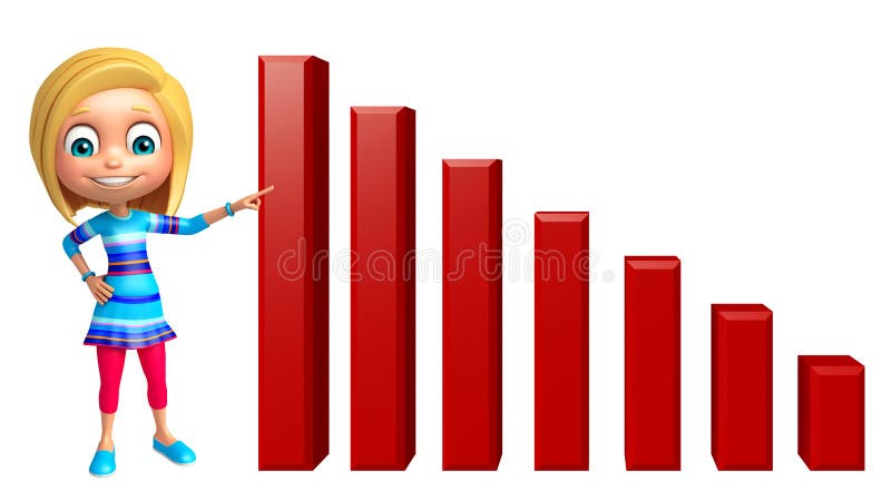 Kid girl with Graph stock illustration. Illustration of clipart - 77476641