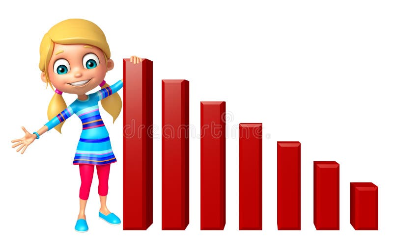 Kid girl with Graph stock illustration. Illustration of isolated - 77519657