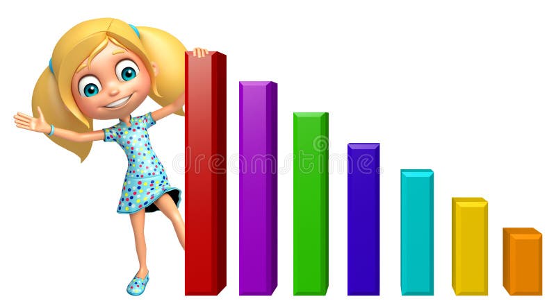 Kid girl with Graph stock illustration. Illustration of grade - 77575072
