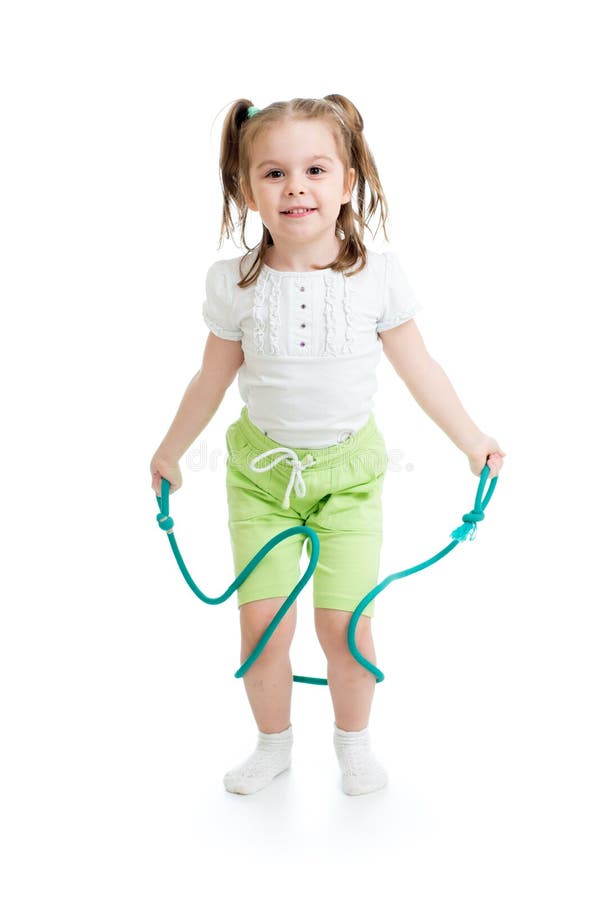 Kid Girl Jumping Rope Isolated Stock Photo - Image of gymnastic, cute ...