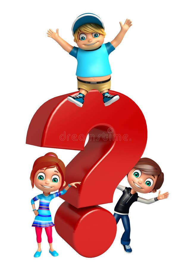 Kid Girl and Kid Boy with Question Mark Sign Stock Illustration ...
