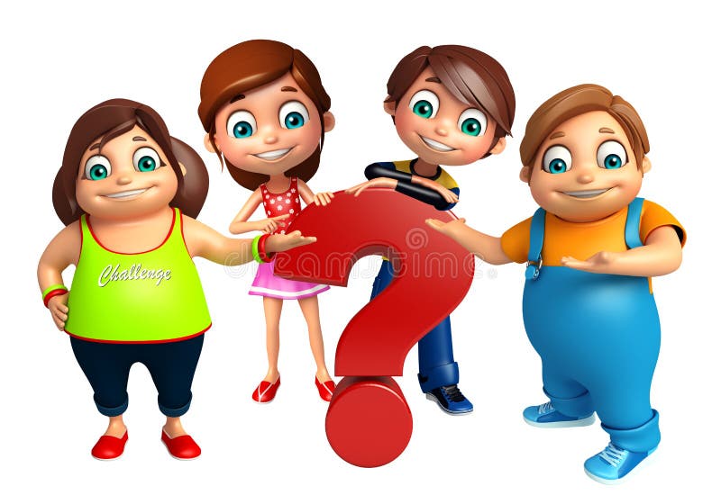 Kid Girl and Kid Boy with Question Mark Sign Stock Illustration ...