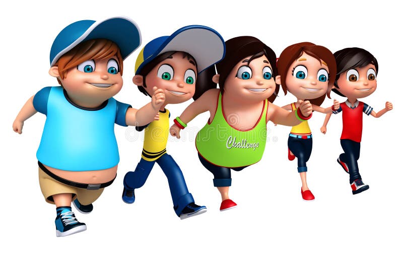 Kid Girl and Kid Boy with Running Pose Stock Illustration ...