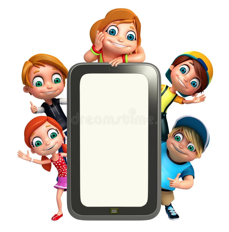 Kid Girl and Kid Boy with Tab Stock Illustration - Illustration of ...