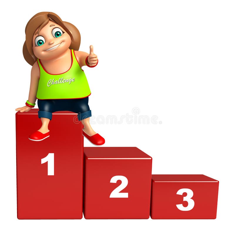 Kid girl with 123 Level stock illustration. Illustration of happiness ...