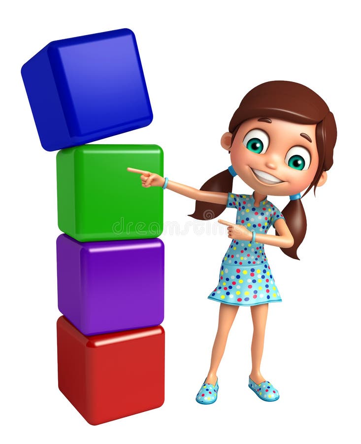 Kid girl with Level stock illustration. Illustration of girl - 77570859