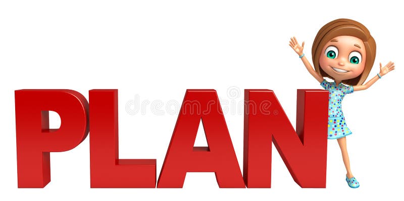 Kid girl with Plan sign stock illustration. Illustration of cute - 77532401