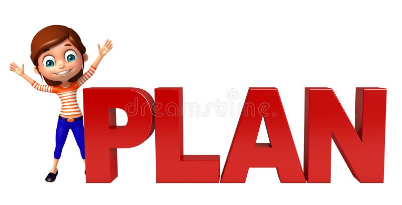Kid Girl and Kid Boy with Plan Sign Stock Illustration - Illustration ...