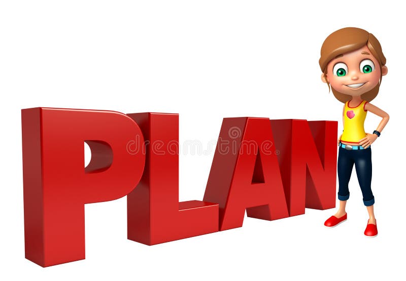 Kid Girl and Kid Boy with Plan Sign Stock Illustration - Illustration ...